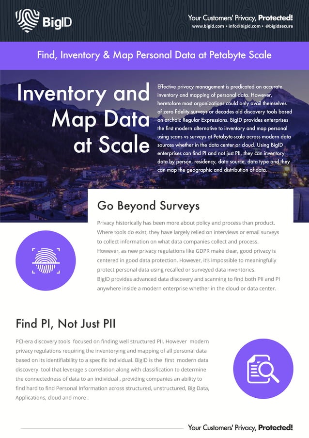 BigID Data Inventory & Data Mapping Data Sheet | PDF