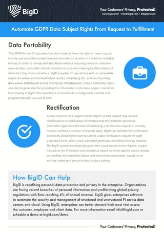 BigID Data Subject Rights Automation for GDPR & Privacy Data Sheet | PDF | Databases | Computer ...
