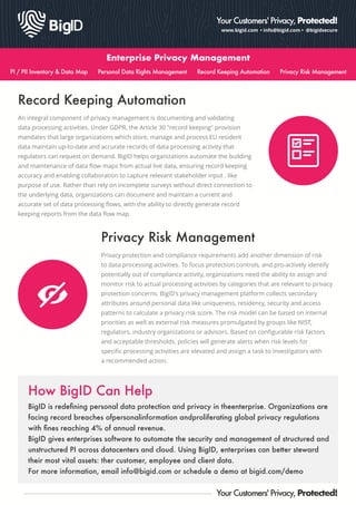 BigID Enterprise Privacy Management Data Sheet | PDF | Databases | Computer Software and ...