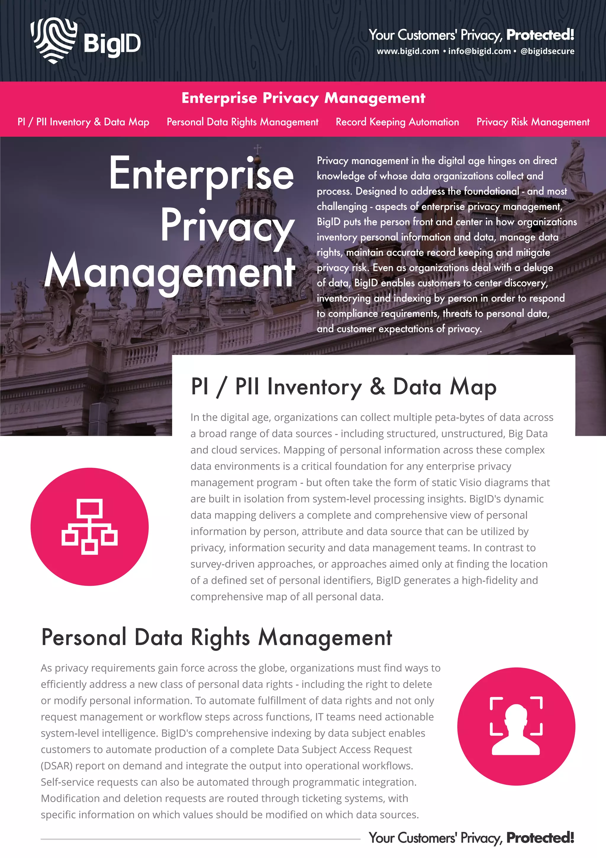 BigID Data Sheet: Enterprise Privacy Management | PDF