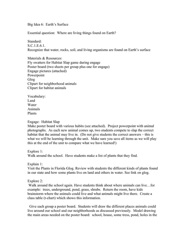 Big idea 6 week 13 14 | DOC | Science