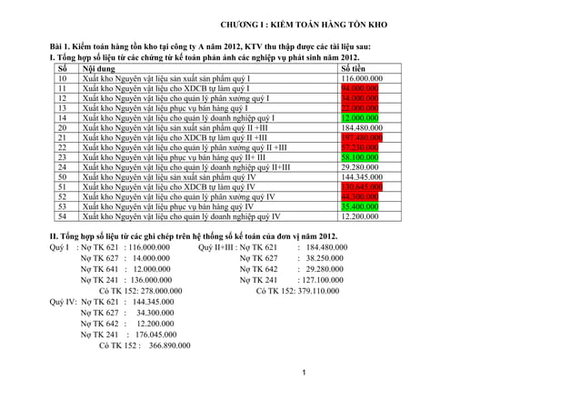Bài giải bài tập kiểm toán bctc | DOC