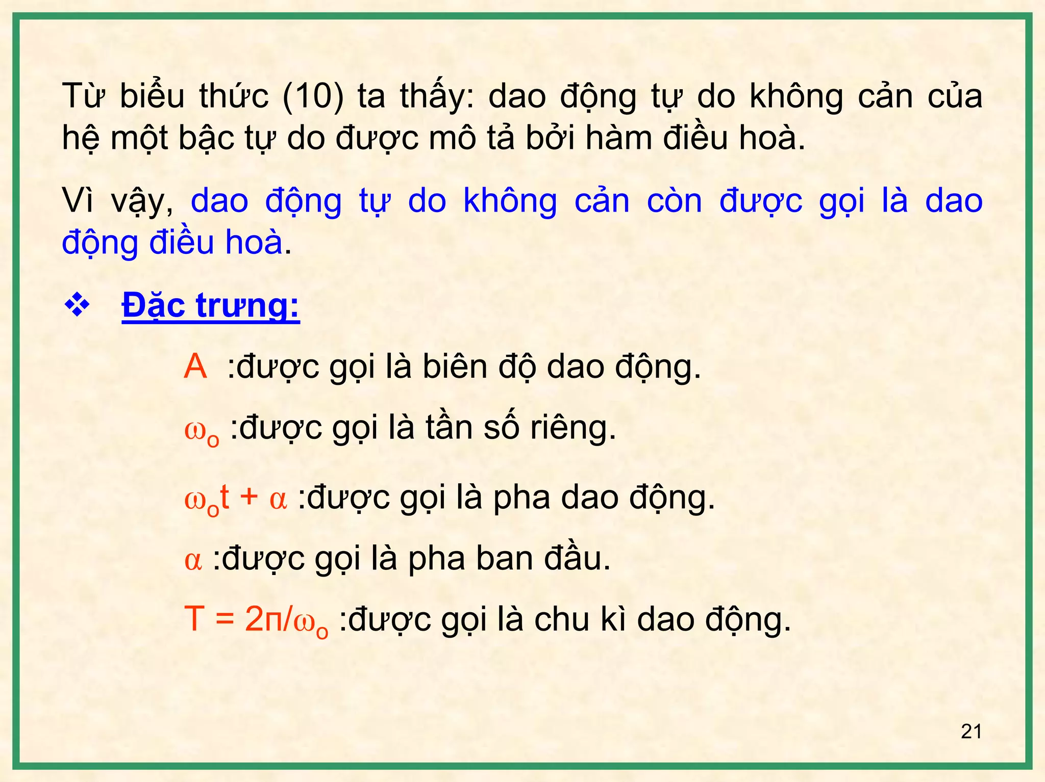 Bài giảng dao động kỹ thuật - Đặng Văn hiếu | PDF