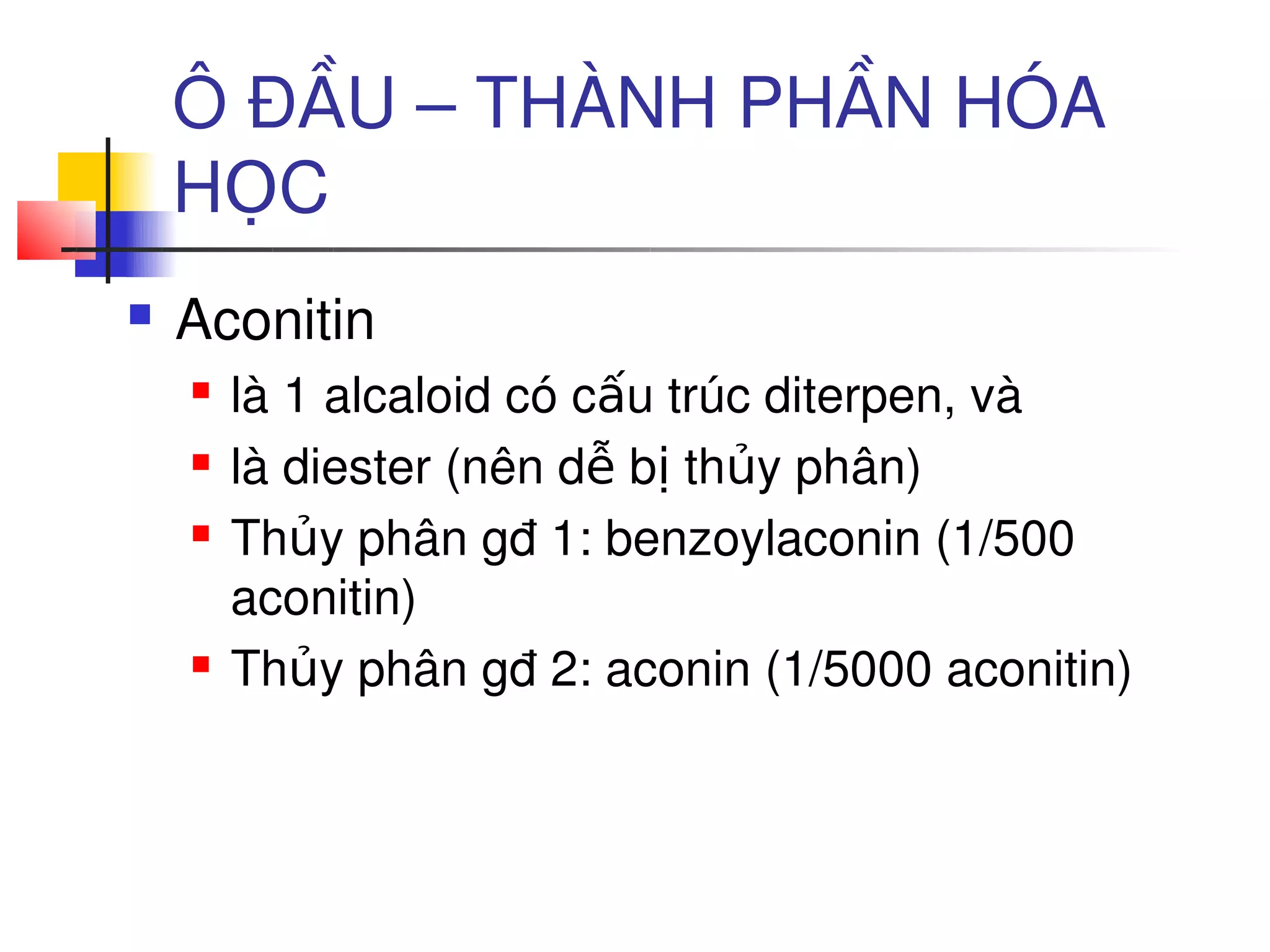 Bài giảng Dược liệu chứa alcaloid có cấu trúc diterpen - TS. Đỗ Quyên ...
