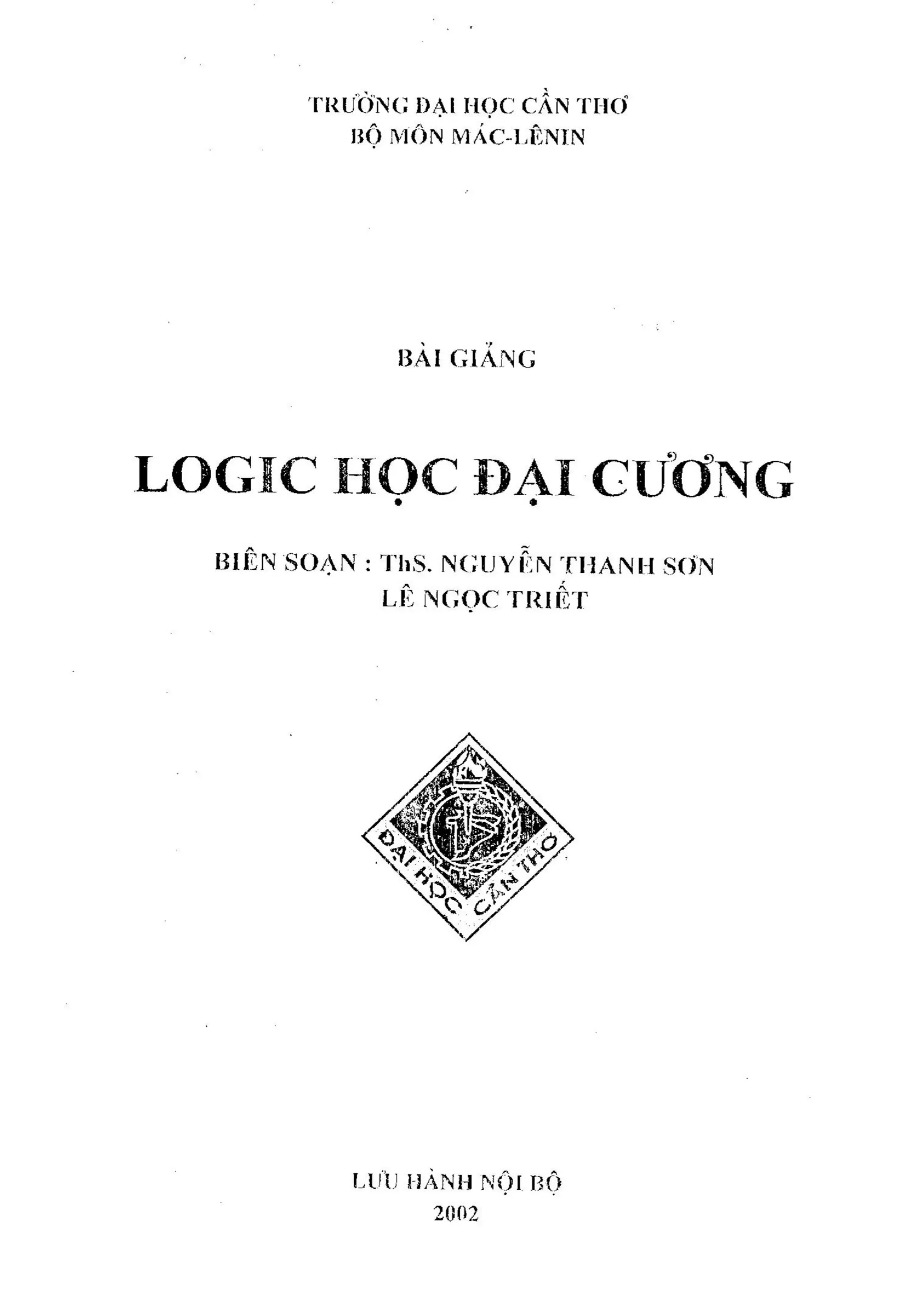 Bài giảng logic học đại cương - Trường ĐH Cần Thơ.pdf