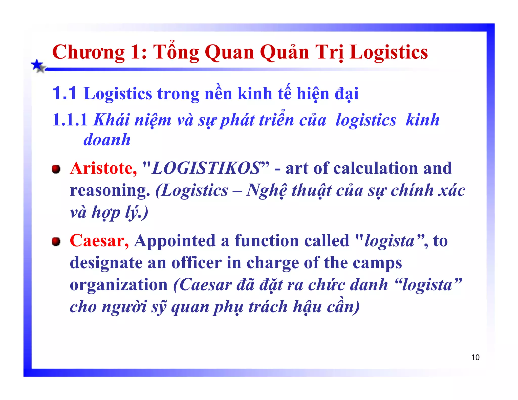 Bài giảng Quản trị Logistics_ Chương 1 - TS. Hà Minh Hiếu | PDF