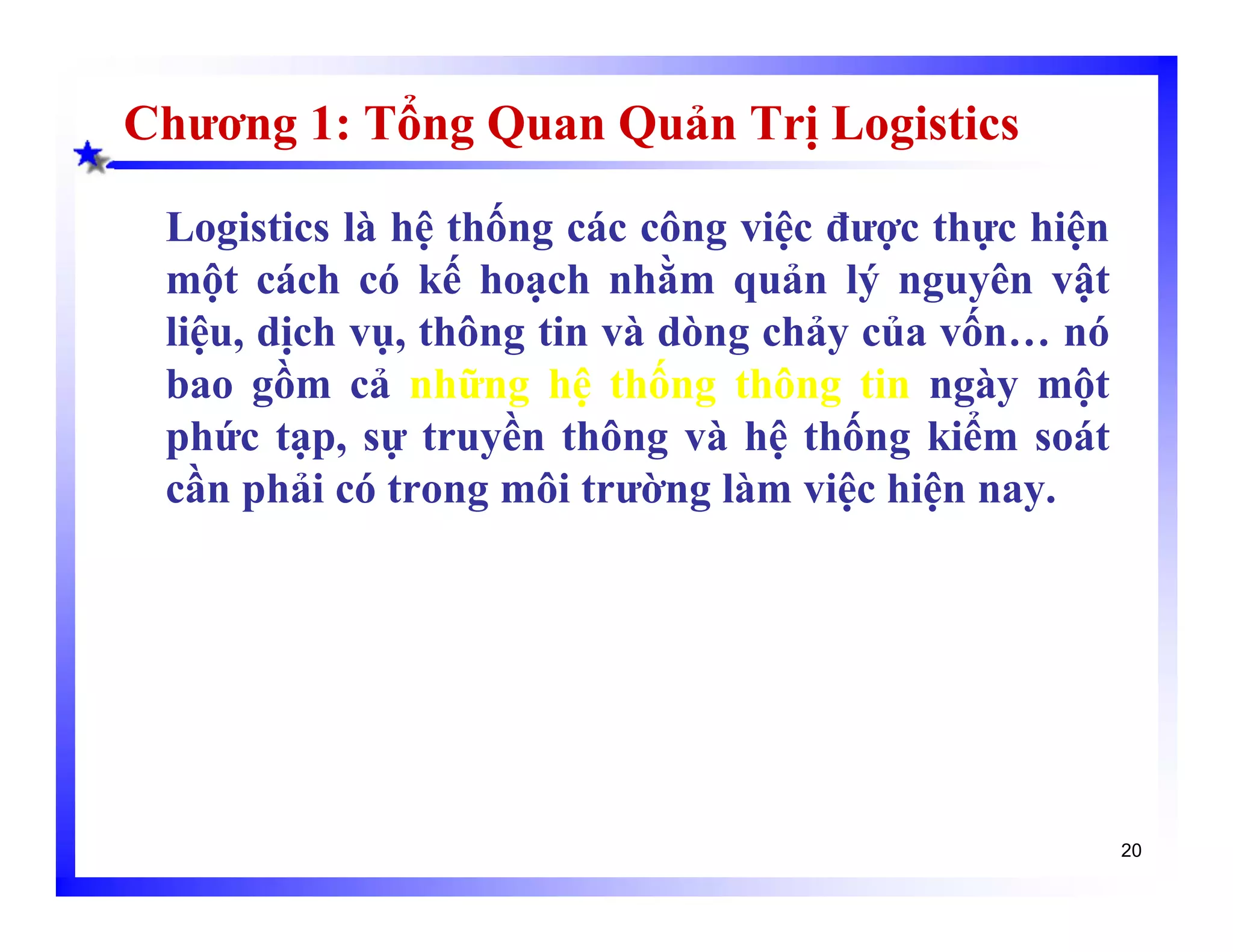 Bài giảng Quản trị Logistics_ Chương 1 - TS. Hà Minh Hiếu | PDF