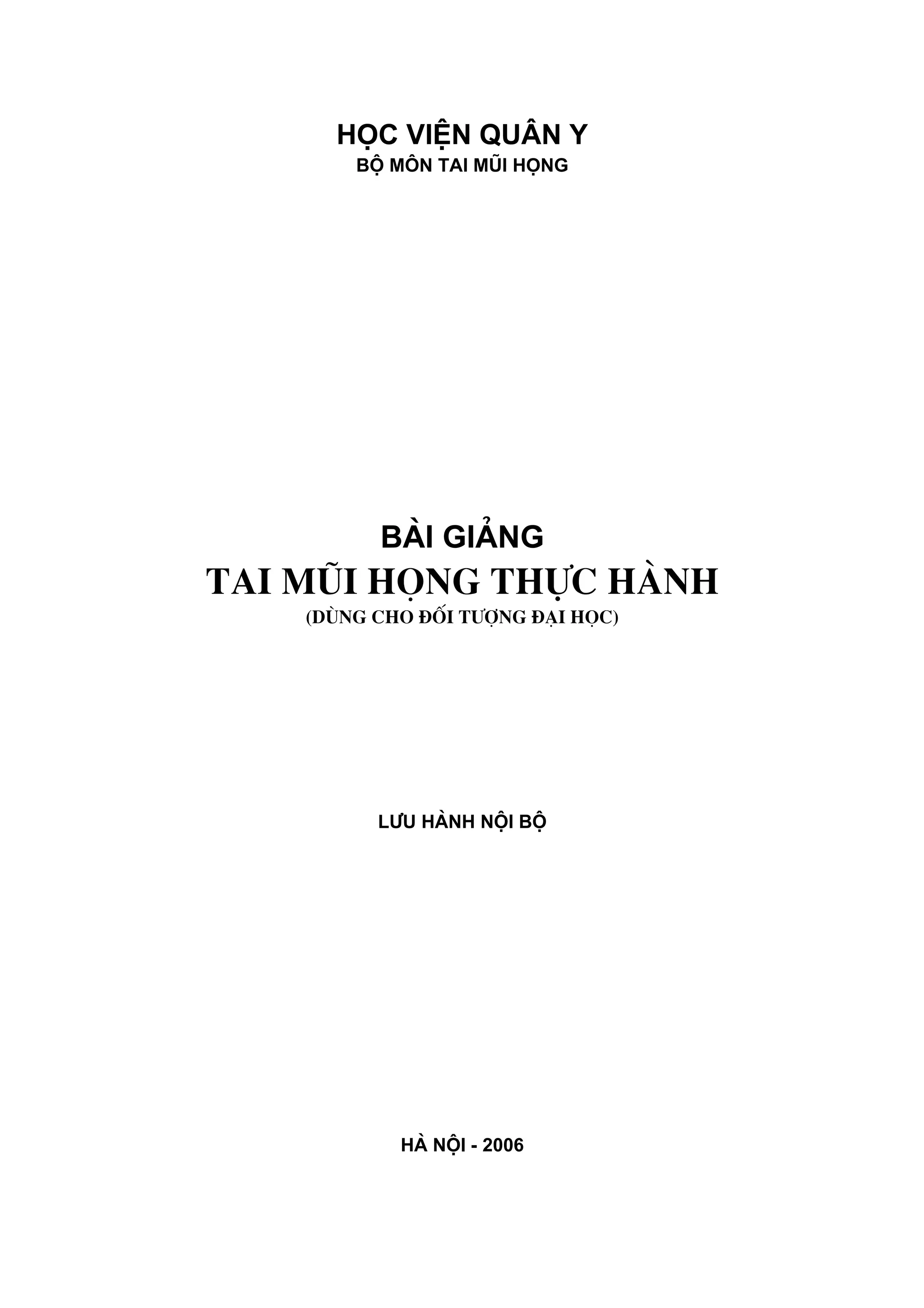 BÀI GIẢNG TAI MŨI HỌNG THỰC HÀNH _ HV QUÂN Y | PDF