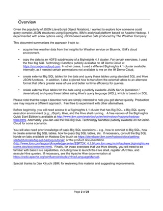 Big Data: Querying complex JSON data with BigInsights and Hadoop | PDF