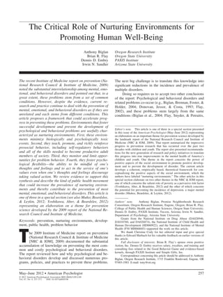 Biglan et al the critical role of nurturing environments for promoting ...