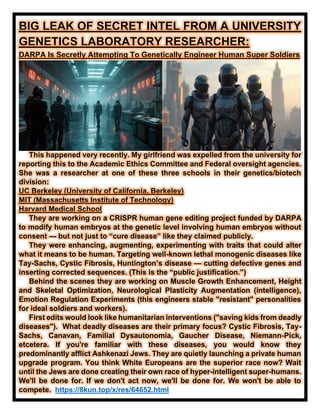 BIG LEAK OF SECRET INTEL FROM A UNIVERSITY GENETICS LABORATORY ...