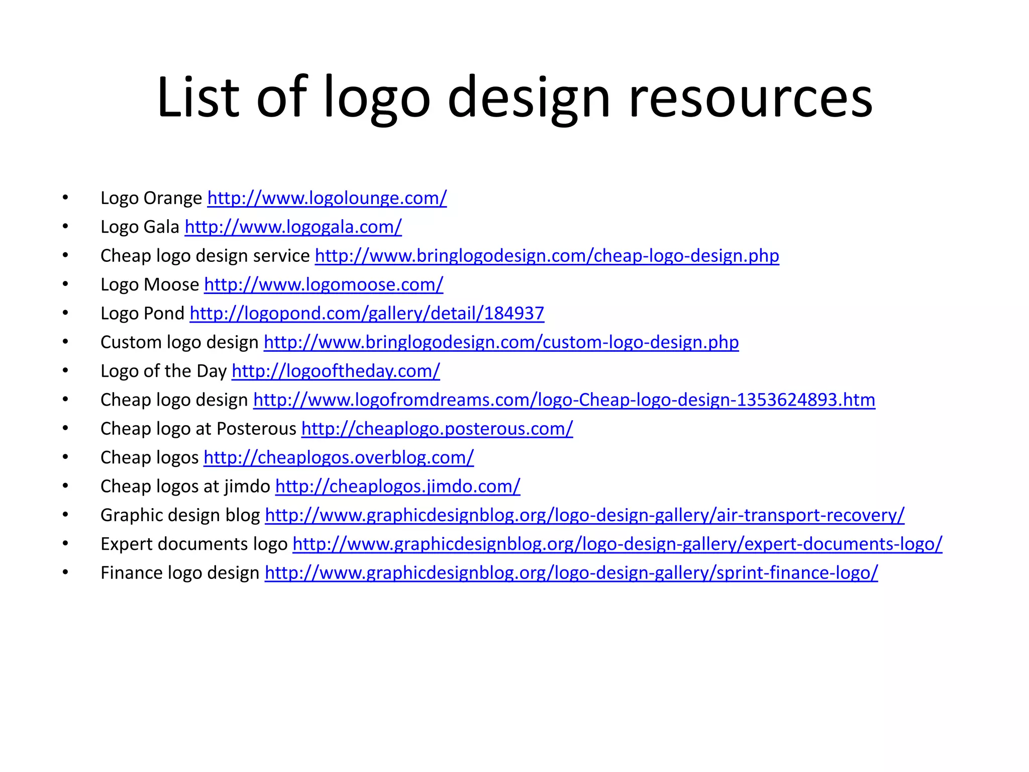 Big list of logo design resources | PPTX