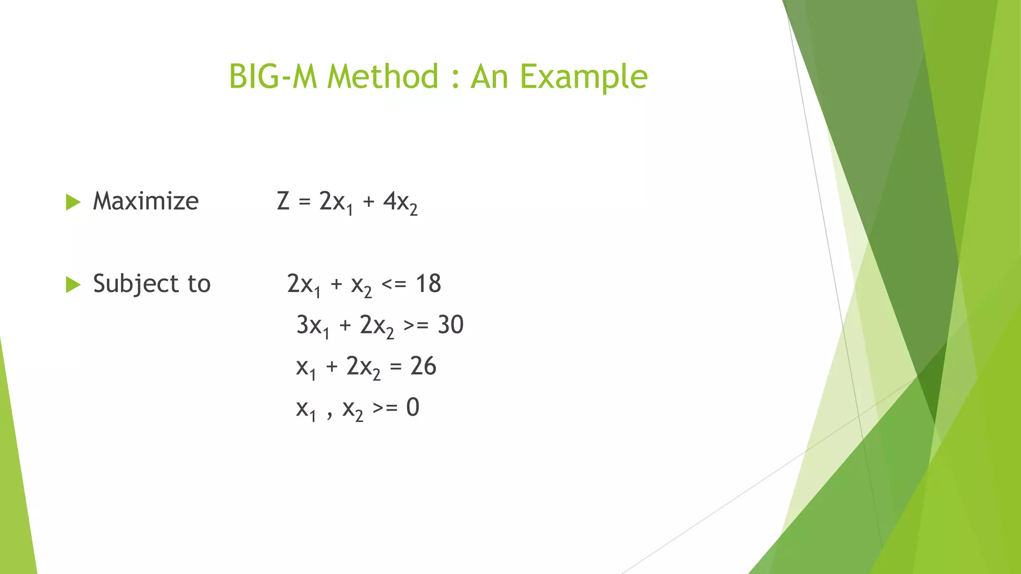 Big-M Method Presentation | PPTX