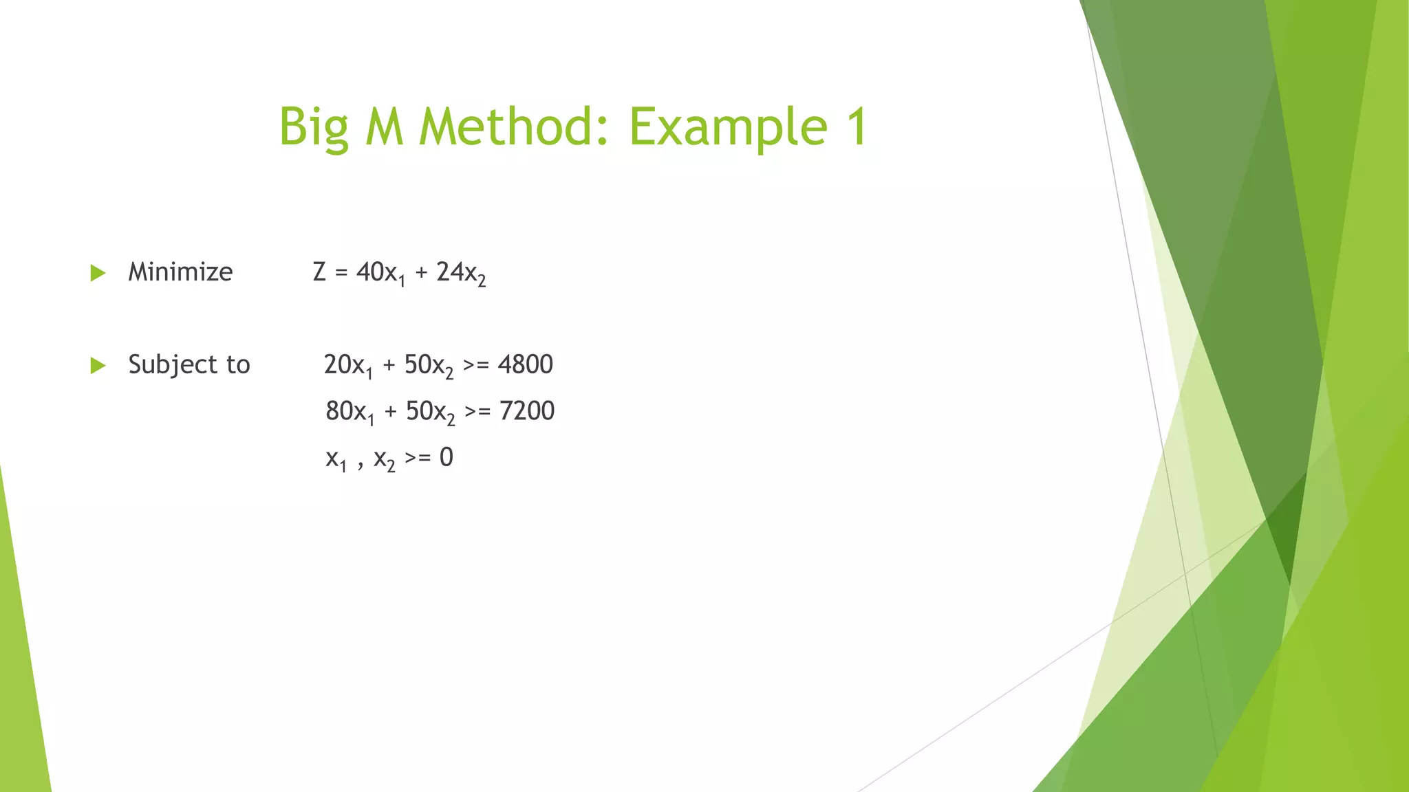 Big-M Method Presentation | PPTX