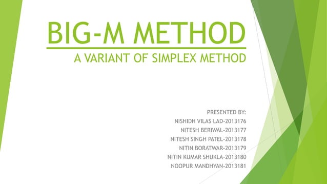 Big-M Method Presentation | PPTX