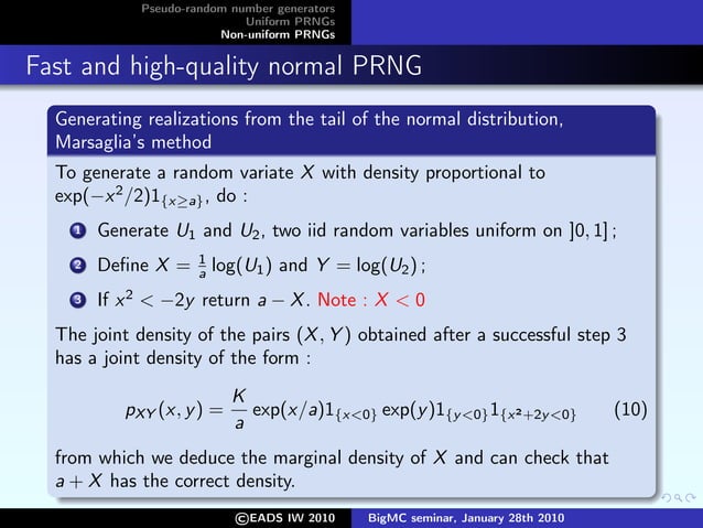 Uniform and non-uniform pseudo random numbers generators for high ...
