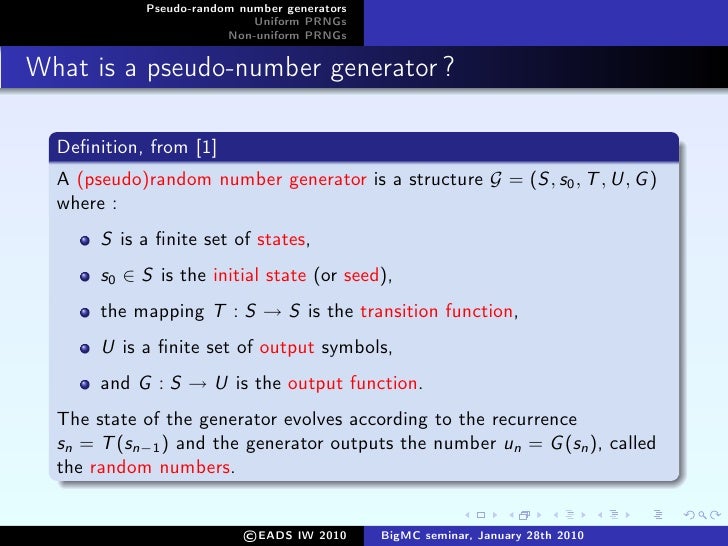 Uniform And Non Uniform Pseudo Random Numbers Generators For High Dim…