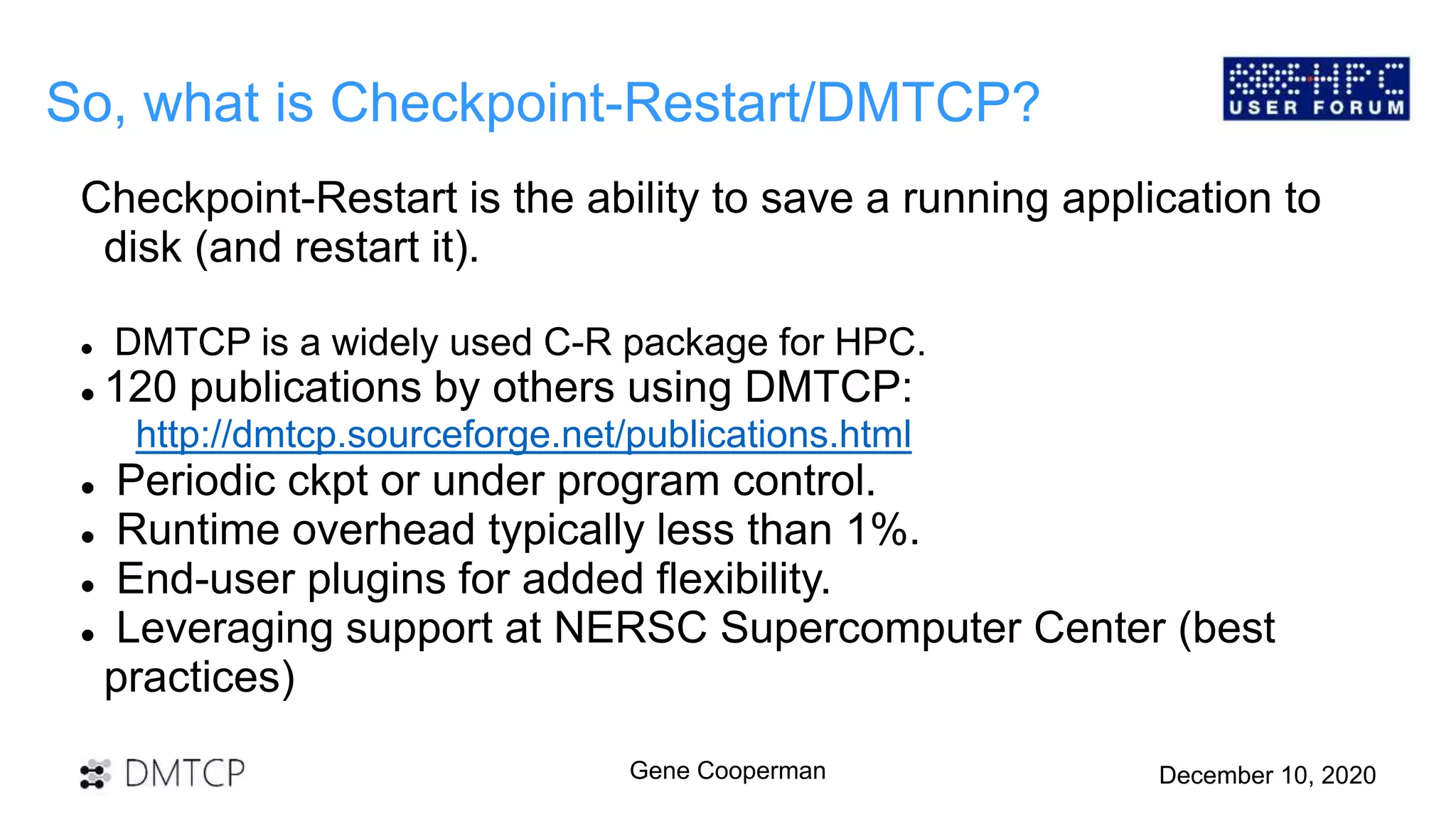 Checkpointing the Uncheckpointable | PPT