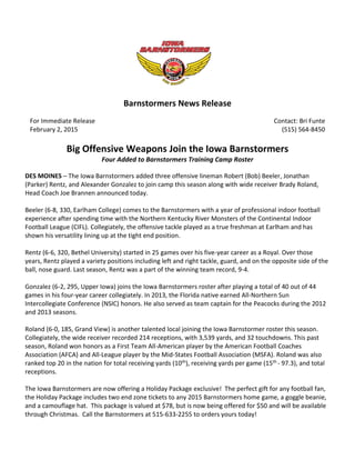 Barnstormers Press Release Example | PDF | College Football | College Sports