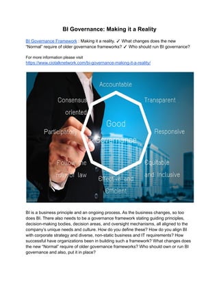 BI Governance Framework | PDF
