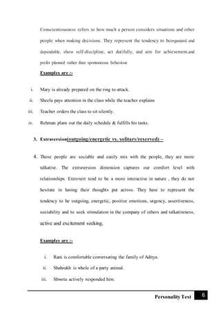 M.Ed Assignment for Subject Psychology- Big 5 personality theory test ...