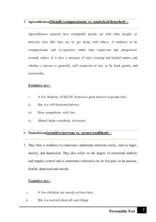 M.Ed Assignment for Subject Psychology- Big 5 personality theory test ...