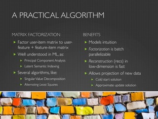 Big Practical Recommendations with Alternating Least Squares | PPTX