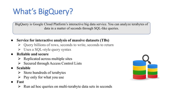 bigquery.pptx | Databases | Computer Software and Applications