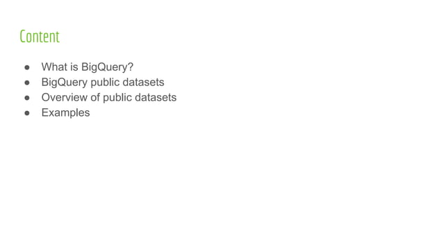 Big query public datasets | PPT