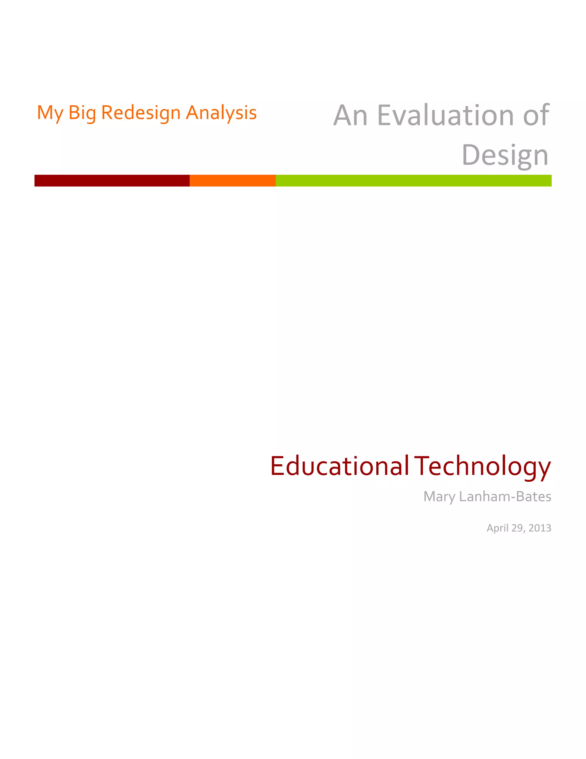 Big redesign analysis (1) | DOCX