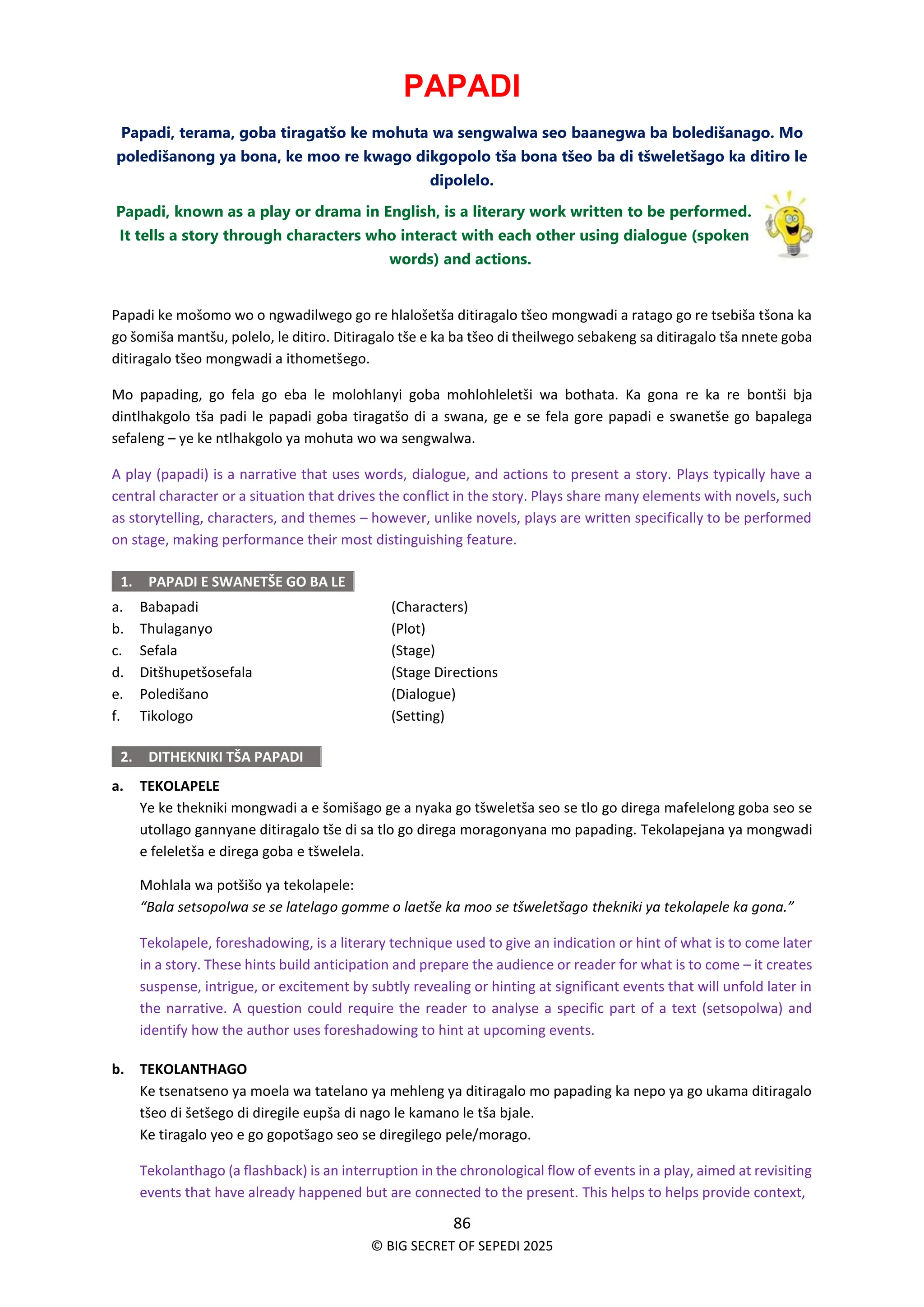 BIG SECRET OF SEPEDI - Sepedi Handbook and Study Guide | PDF