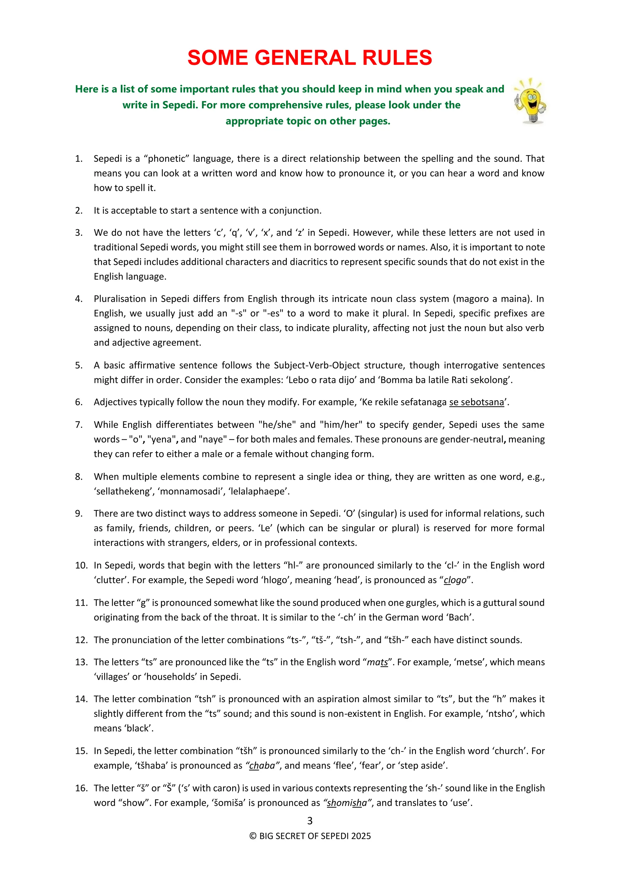BIG SECRET OF SEPEDI - Sepedi Handbook and Study Guide | PDF