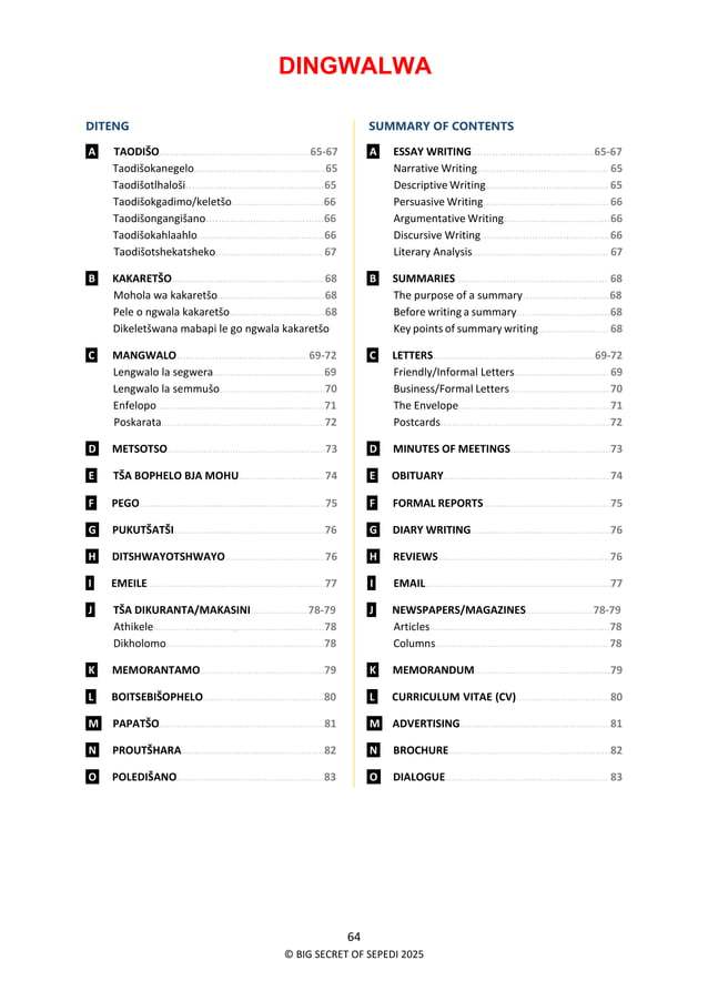 BIG SECRET OF SEPEDI - Sepedi Handbook and Study Guide | PDF