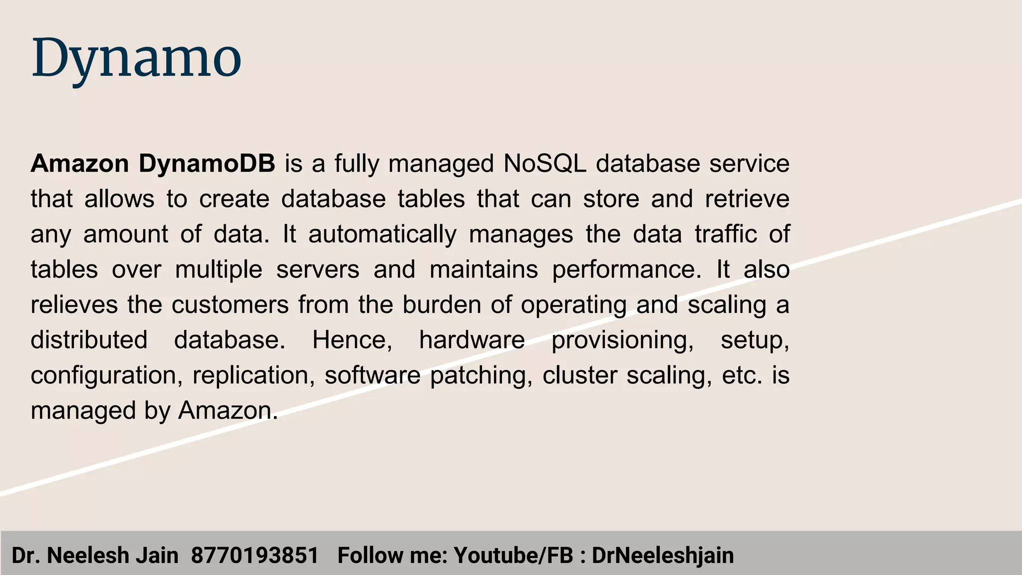 Big Table, H base, Dynamo, Dynamo DB Lecture | PPTX