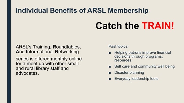 Big Talk From Small Libraries 2022: ARSL Welcome | PPT
