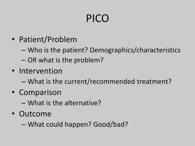 Finding health information with PICO | PPTX | Vaccines | Medical Health