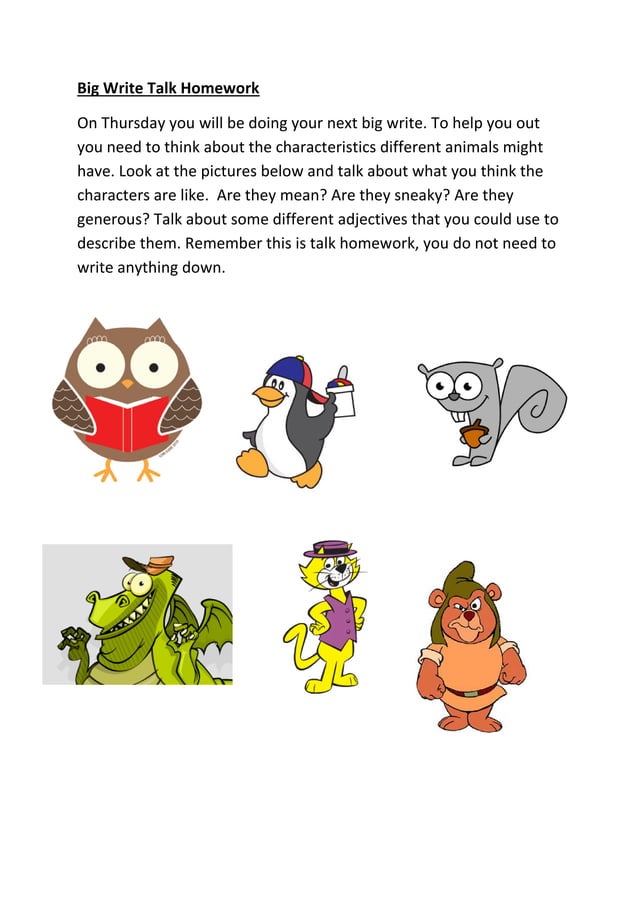 Big write talk homework | PDF