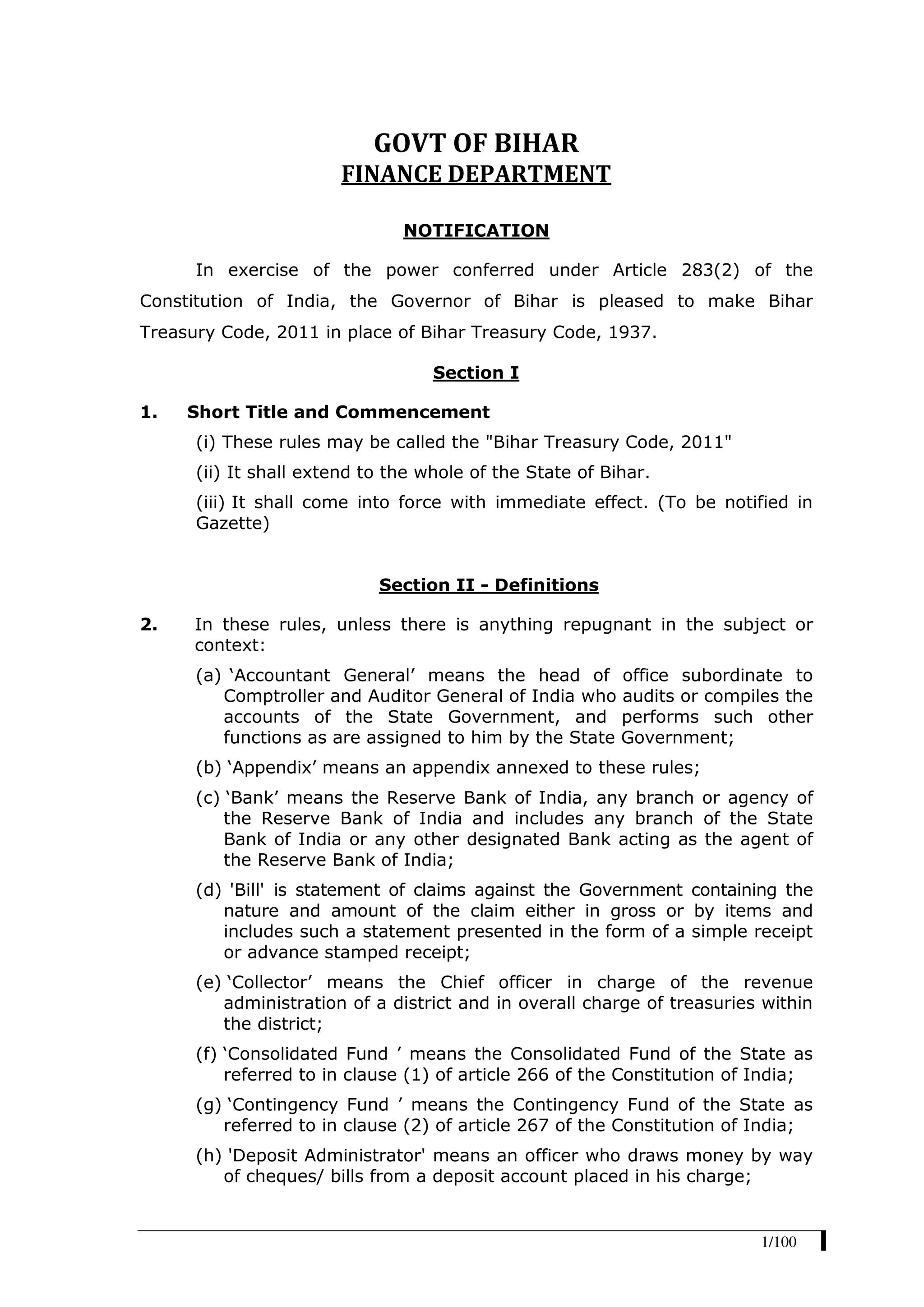 Bihar treasury-code-2011 | PDF