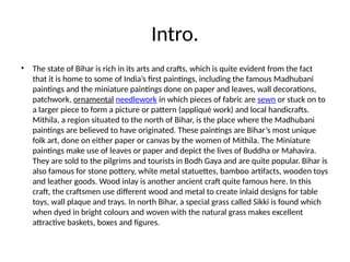 Bihar Art Manjusha art explaing it .pptx