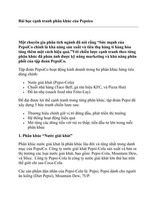 Bài học cạnh tranh phân khúc của pepsico | PDF