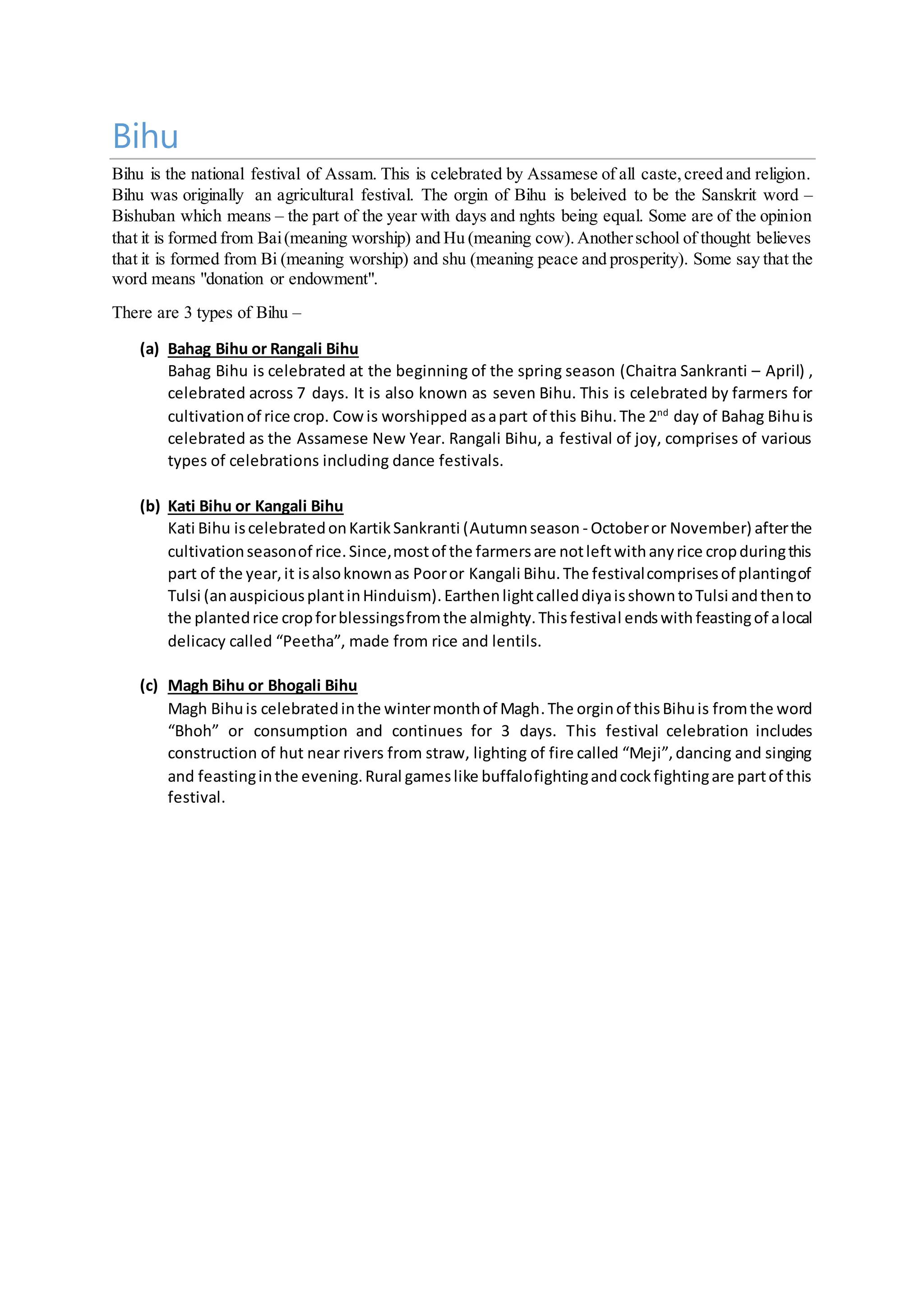 Bihu festival english | PDF