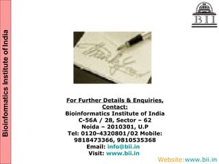 Bioinformatics Institute of India | PPT