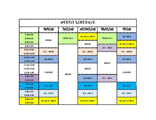 weekly schedule