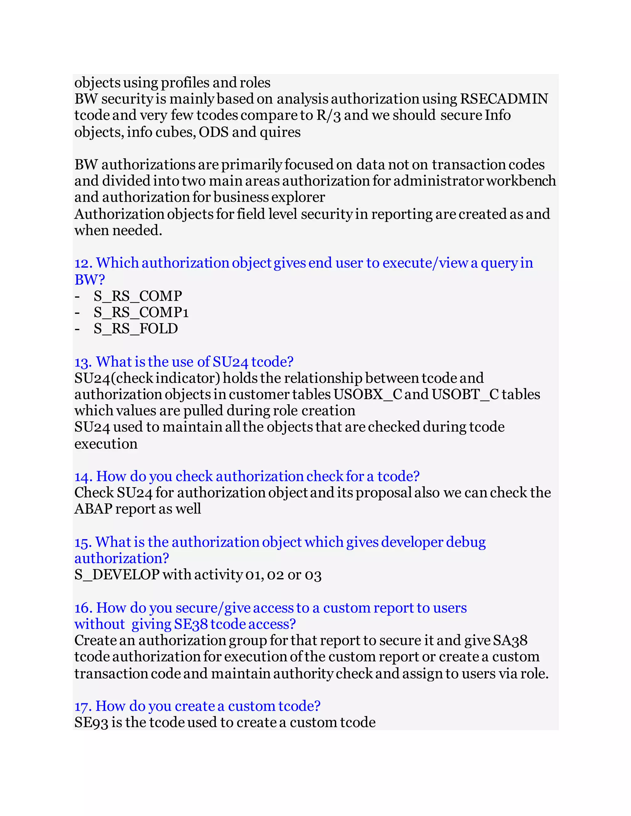 SAP Security interview questions | PDF