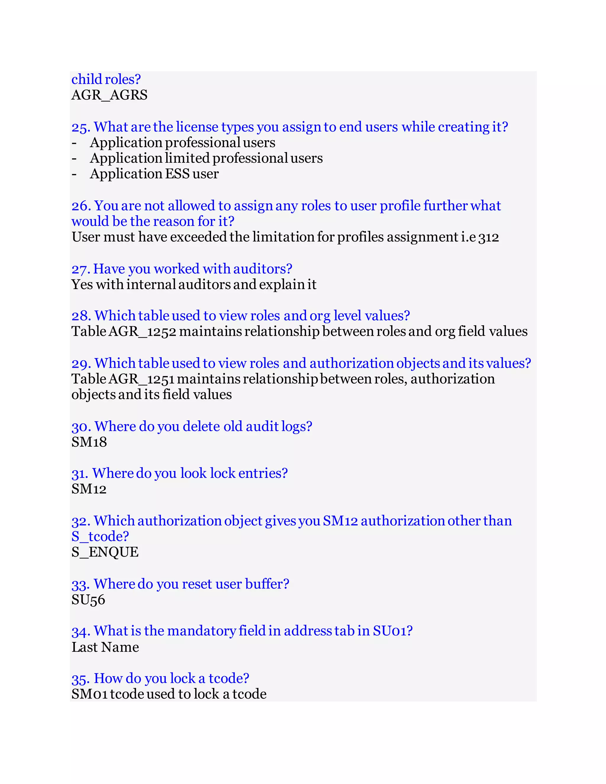 SAP Security interview questions | PDF