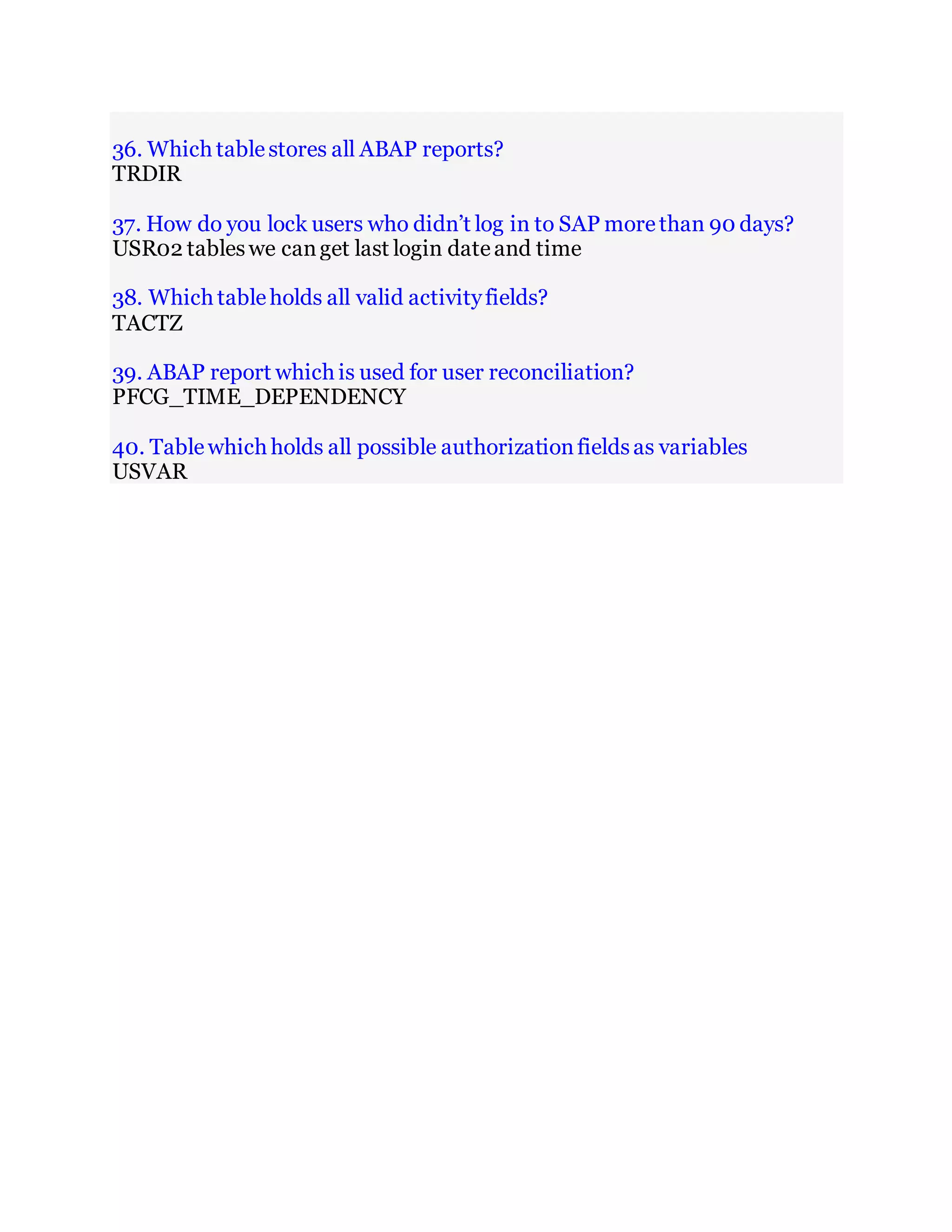 SAP Security interview questions | PDF