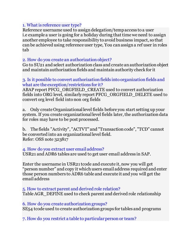 SAP Security interview questions | PDF