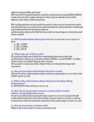 SAP Security interview questions | PDF