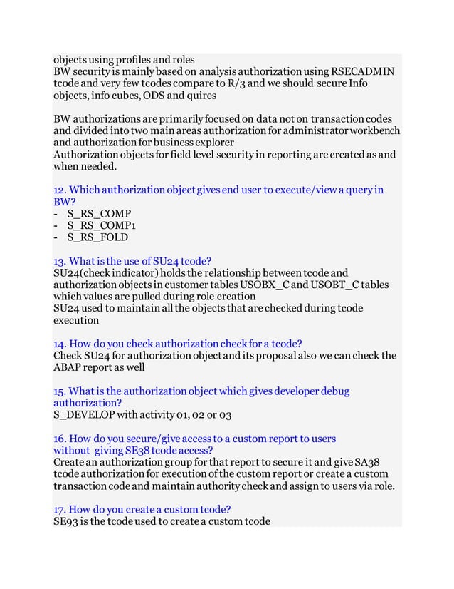 SAP Security interview questions | PDF
