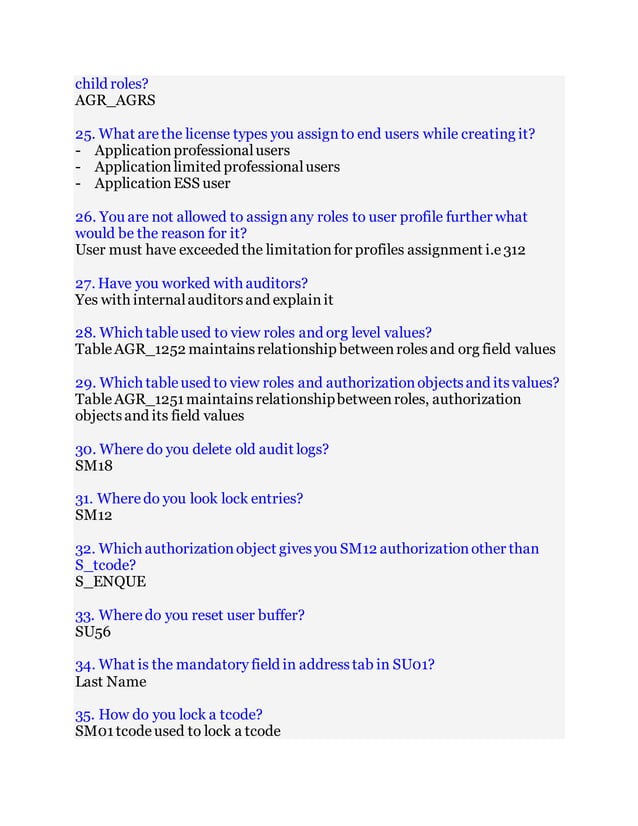 SAP Security interview questions | PDF